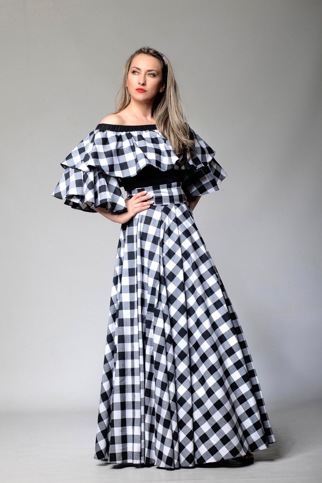 Black and White Tartan Dress, Wedding Guest Dress, Winter Style ...