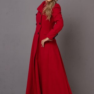 Red Wool Coat, Winter Style Princess Coat, Long Valentines Coat, Custom ...