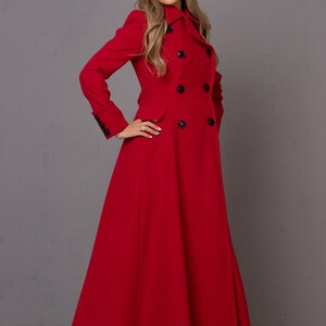 Red Wool Coat, Winter Style Princess Coat, Long Valentines Coat, Custom ...