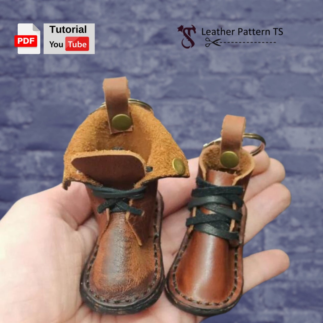 Leather Mini Boot Pattern PDF - Leather Key Pattern - Shoe Keychain ...