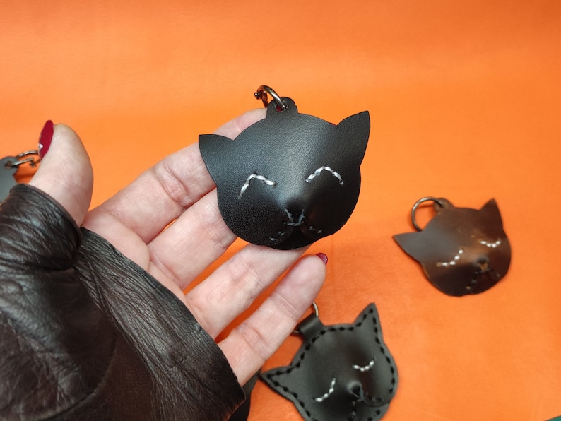 Leather Cats Keychain Pattern PDF Download Cute Kittens | Etsy