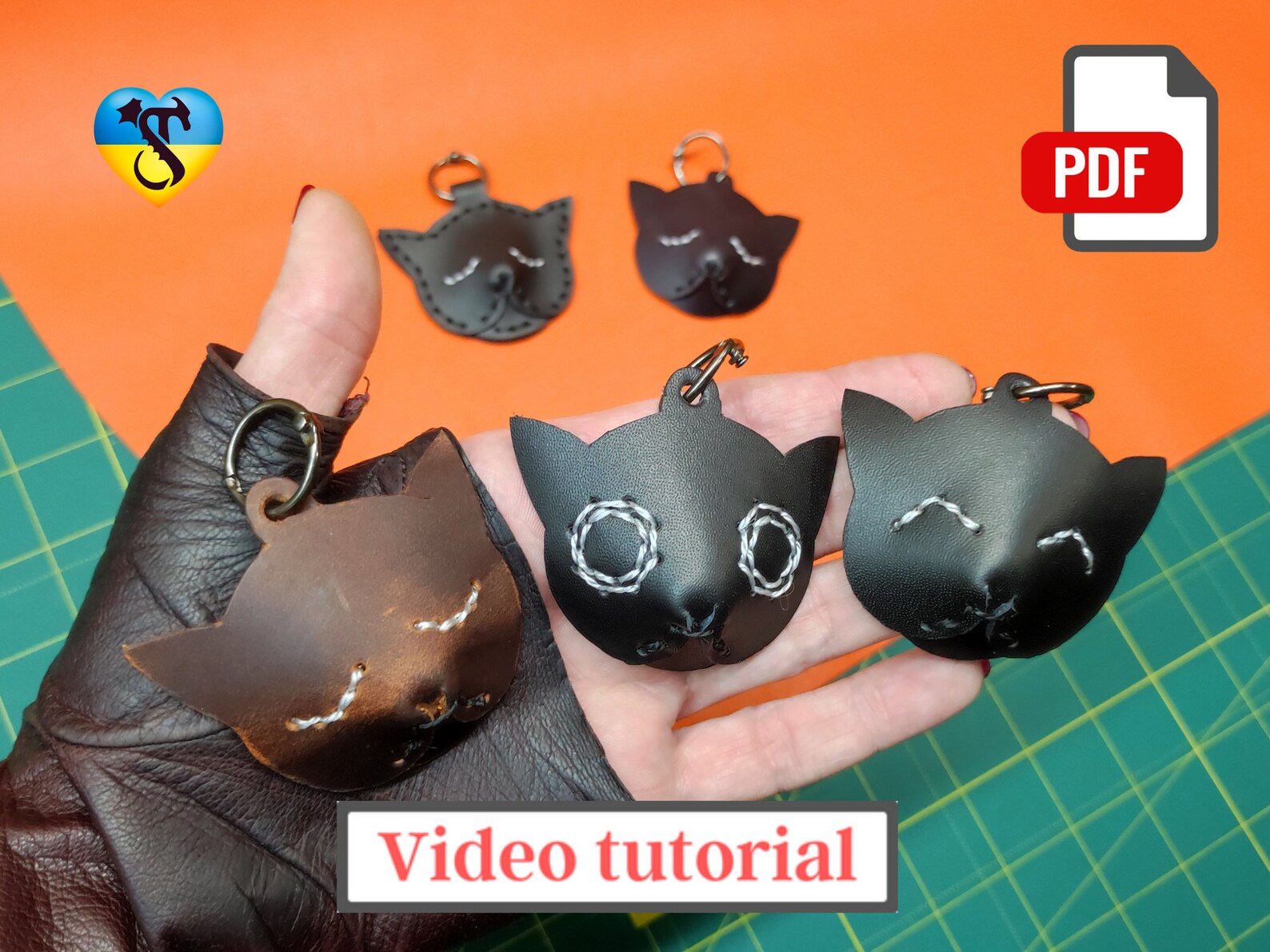 Leather Cats Keychain Pattern PDF Download Cute Kittens | Etsy