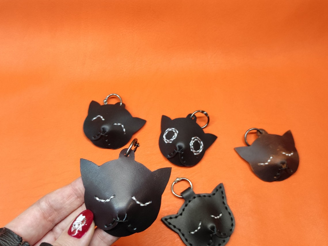 Leather Cats Keychain Pattern PDF Download Cute Kittens | Etsy
