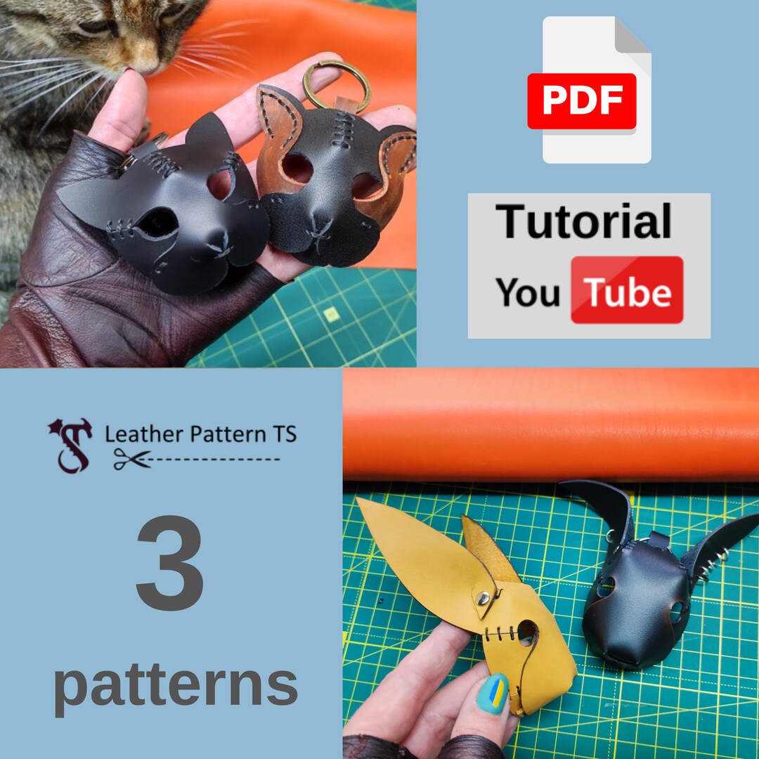 Pattern Set Purse Charm Rabbit and Cat - Leather Pattern TS - Etsy