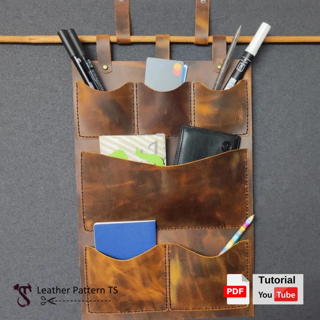 Leather Wall Organizer Pattern: Big Pocket Caddy (download PDF) - Etsy
