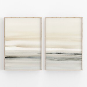 Beige Landscape Painting Set of 2 Neutral Seascape Abstract - Etsy
