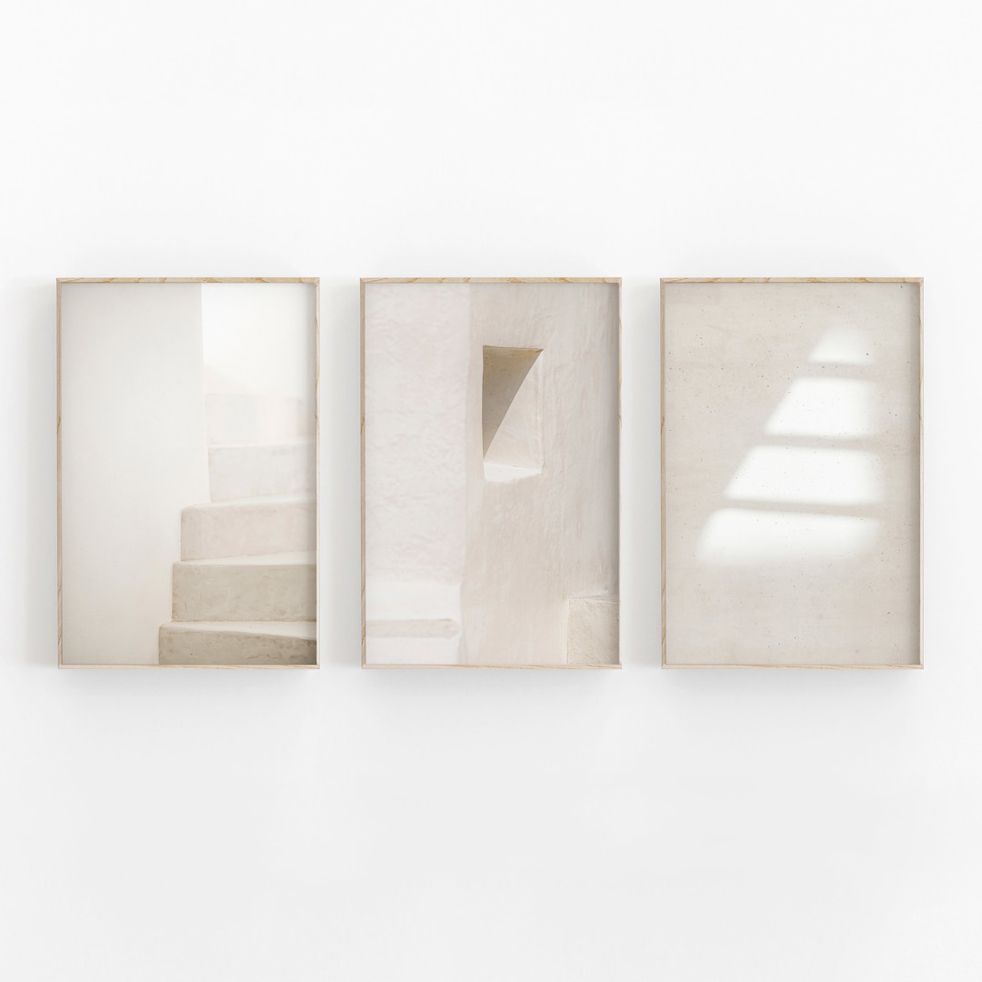 Minimal White Print Set of 3, Beige Art Print, Printable DIY, INSTANT ...