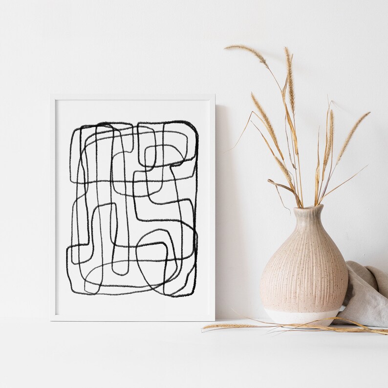 Abstract Art Set of 2 Line Drawing Abstract Print Printable | Etsy