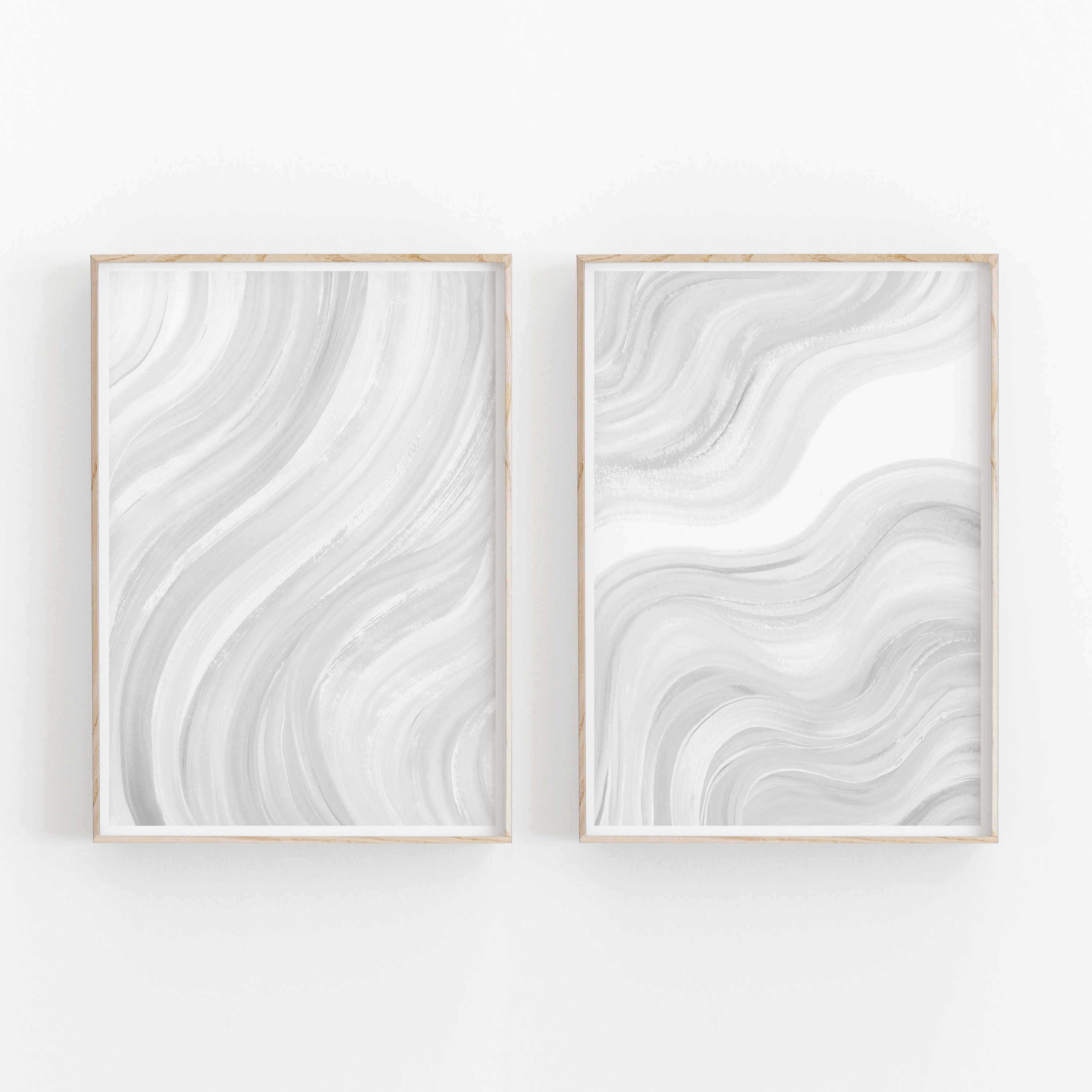 Light Grey Painting Set of 2 Abstract Watercolor Print - Etsy