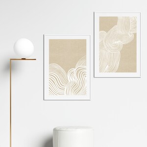 Line Art Set of 2, Beige Abstract Print, Printable Art, INSTANT ...