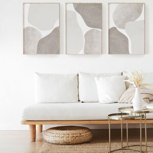 Abstract Print Set of 3 Neutral Print Grey Printable Art - Etsy