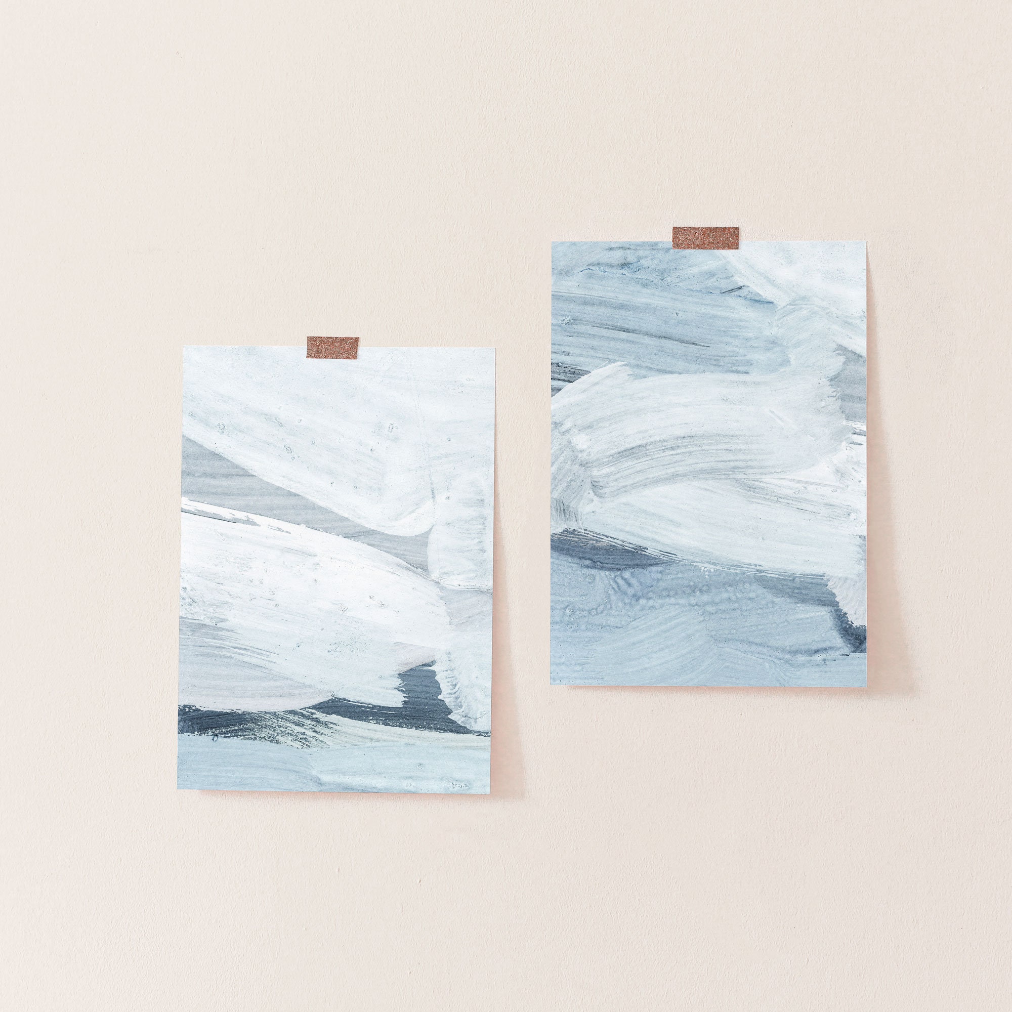 Blue Painting Set of 2 Abstract Print Printable Art INSTANT | Etsy