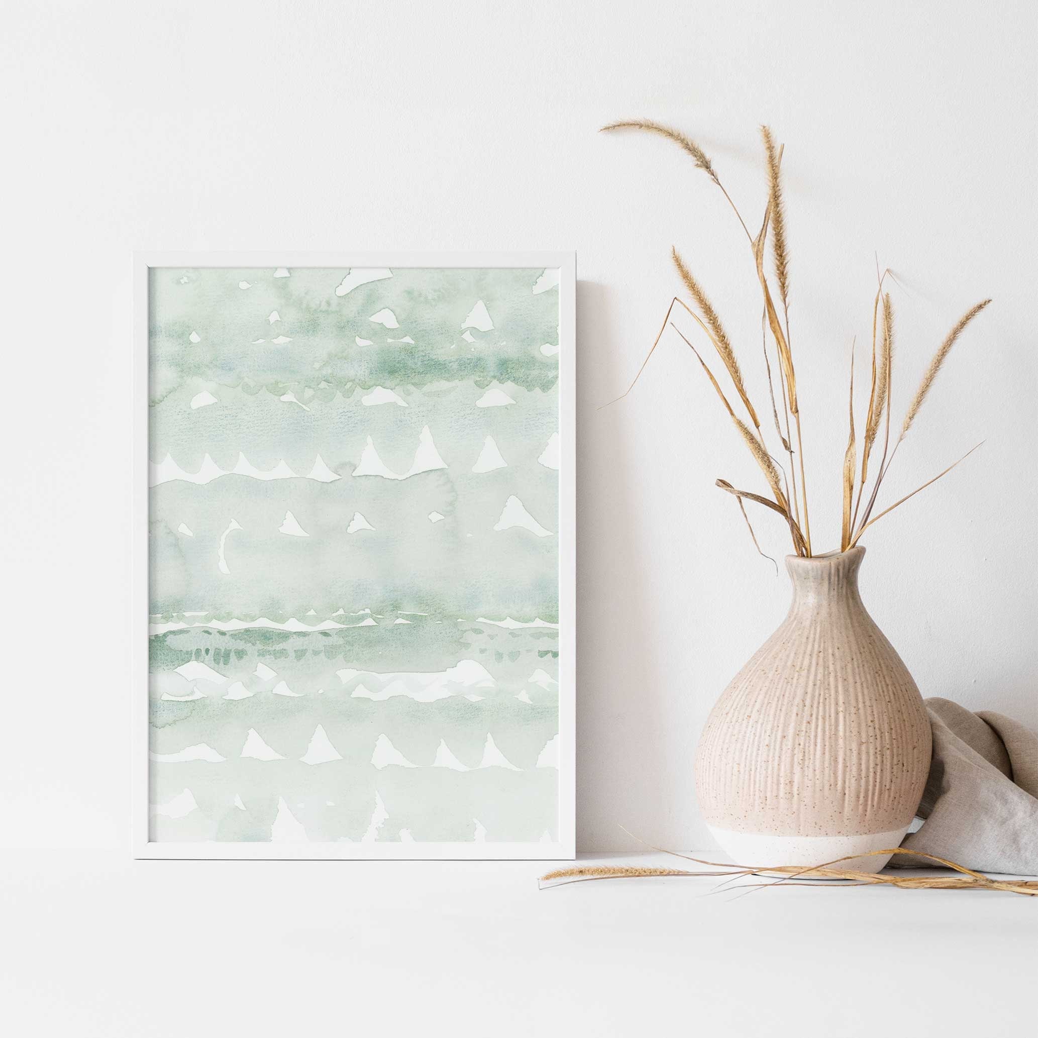 Light Green Painting Set of 2 Abstract Watercolor Print - Etsy