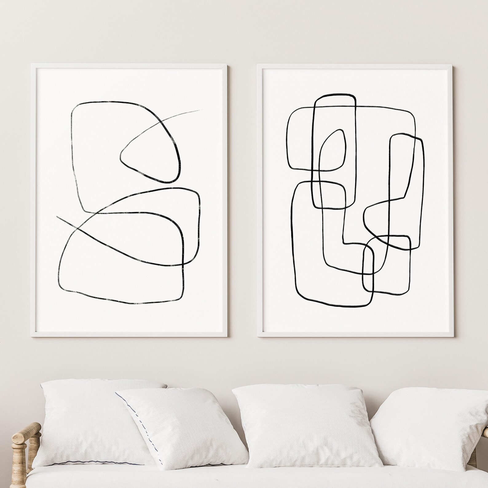 Abstract Art Set of 2 Line Drawing Abstract Print Printable - Etsy UK
