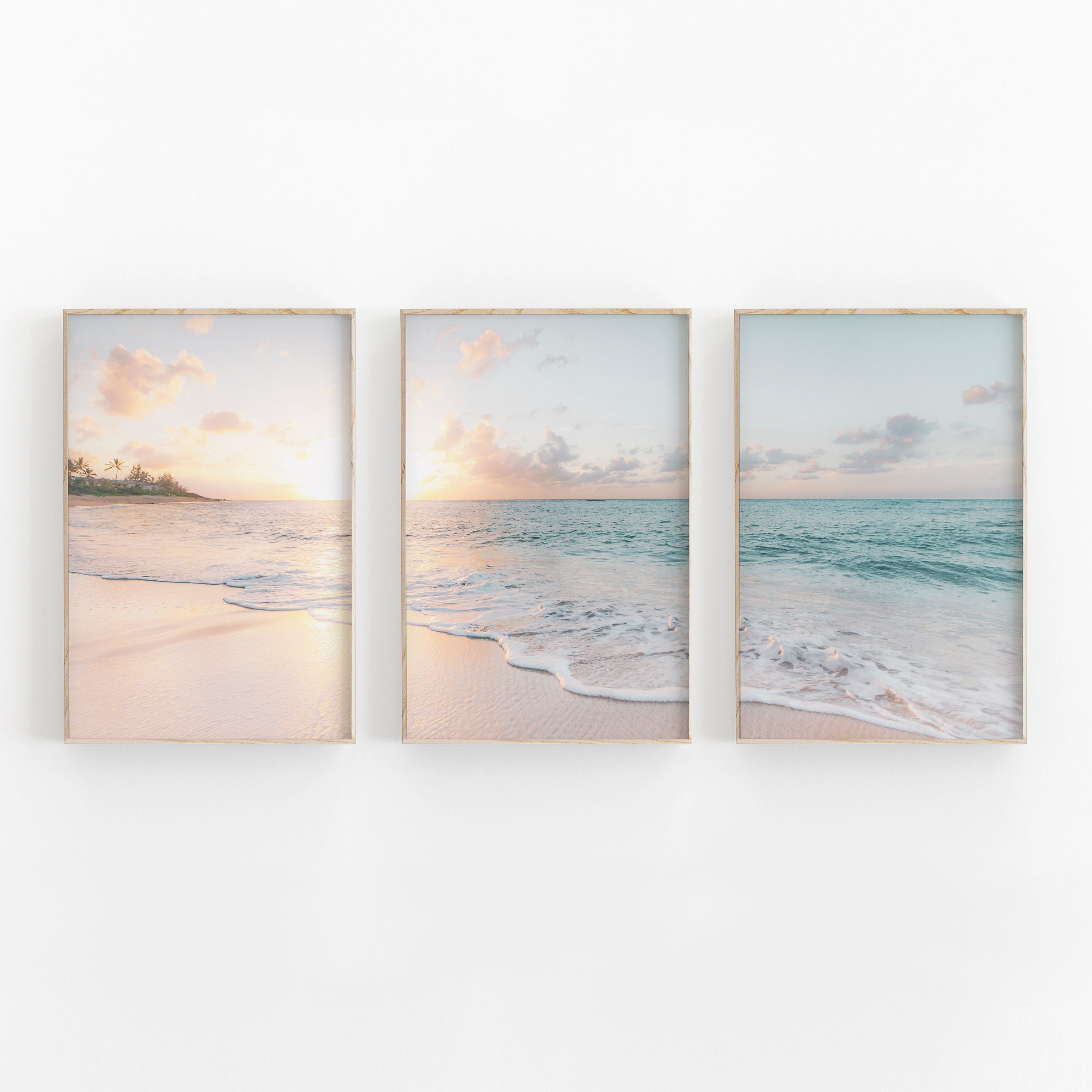 Set of 3 Prints, Beach Sunset Prints, Seascape Wall Art, PRINTABLE Art ...