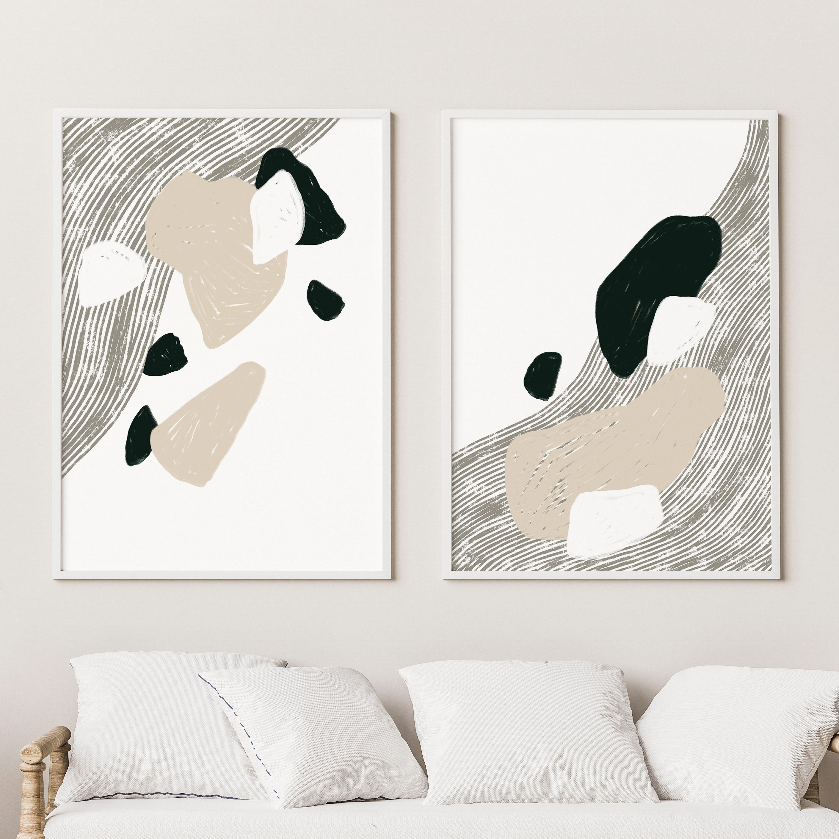 Abstract Art Set of 2 Double Abstract Print Printable Art | Etsy
