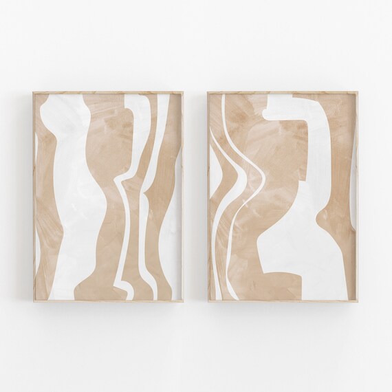 Abstract Art Set of 2 Line Drawing Abstract Print Printable - Etsy