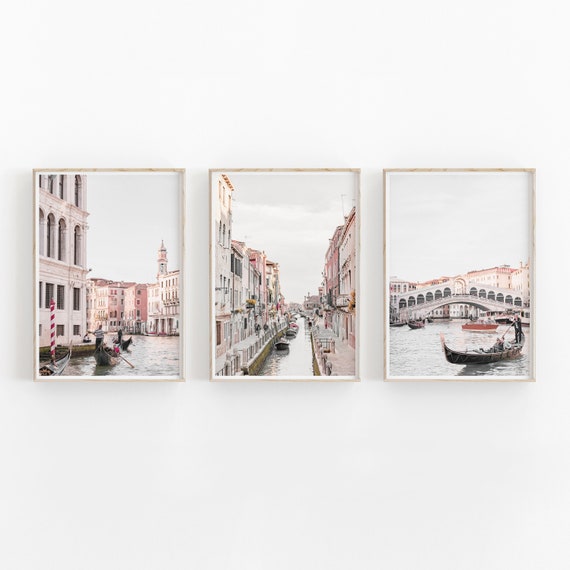 Pink Venice Print Set of 3 Italy City Print Printable Art | Etsy
