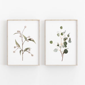 Eucalyptus Watercolor Print Set of 2 Botanical Greenery - Etsy