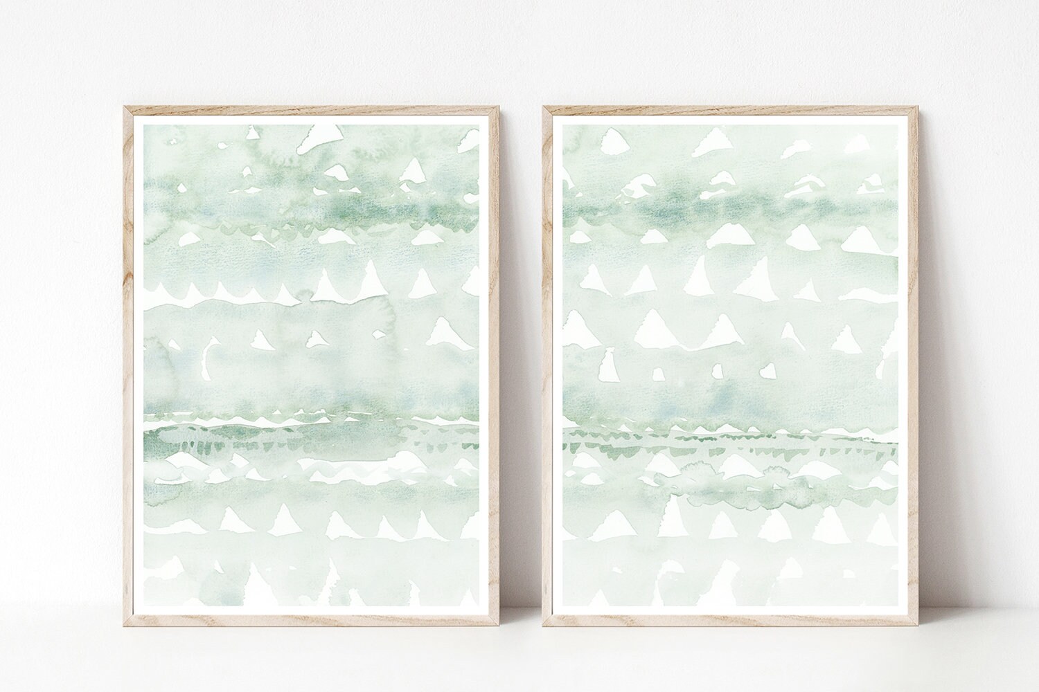 Light Green Painting Set of 2 Abstract Watercolor Print - Etsy
