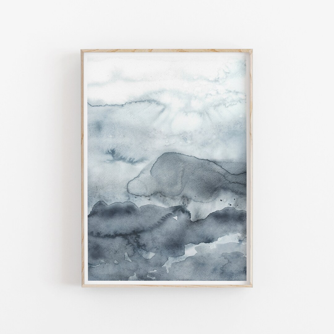 Blue Watercolor Painting, Abstract Watercolor Wall Art, PRINTABLE Art ...