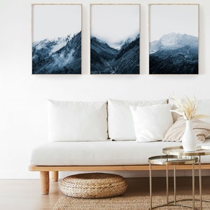 Indigo Mountain Print Set of 3, Nature Print, Printable Art, INSTANT ...