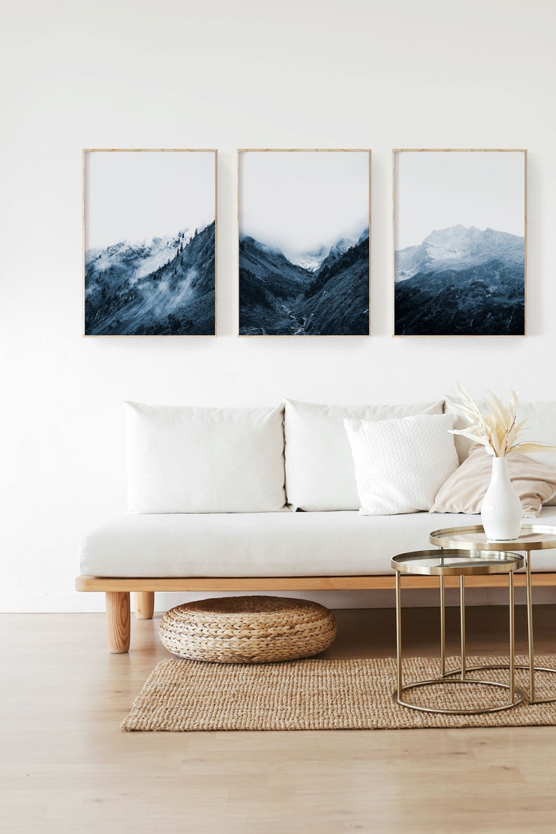 Indigo Mountain Print Set of 3 Nature Print Printable Art - Etsy Canada