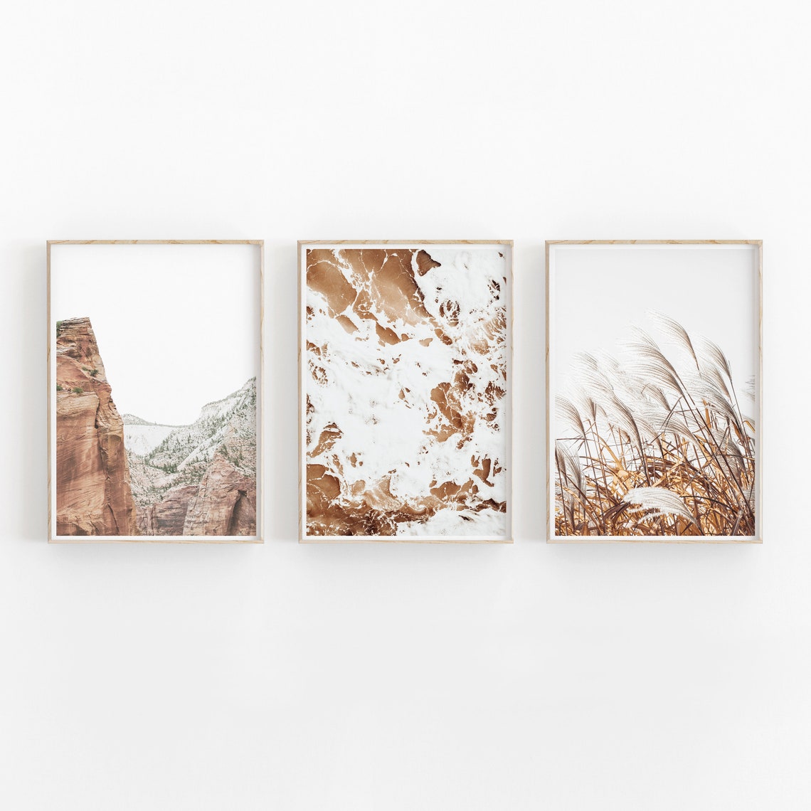 Nature Print Set of 3 Dried Grass Print Printable Art - Etsy