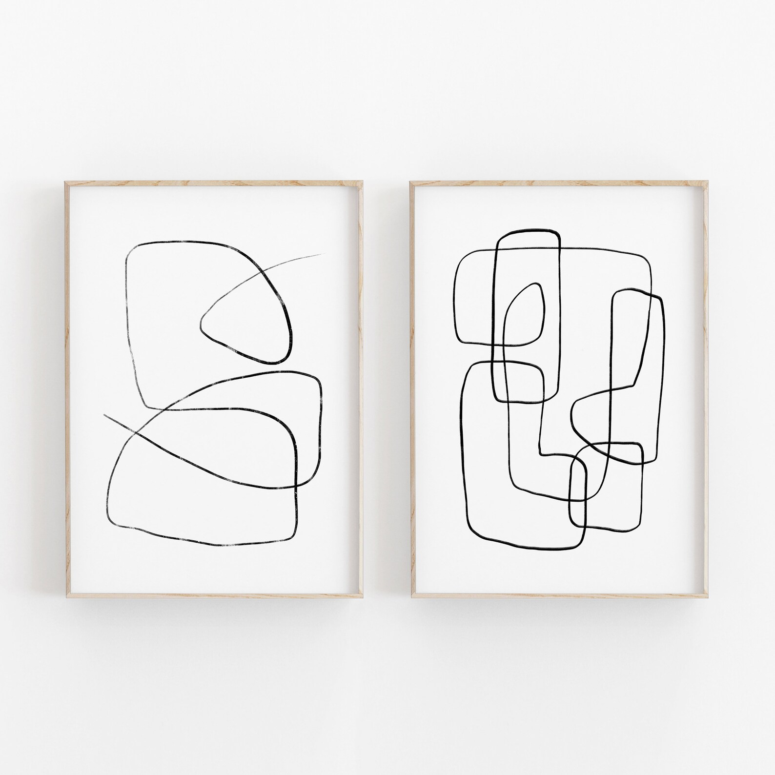 Abstract Art Set of 2 Line Drawing Abstract Print Printable - Etsy UK