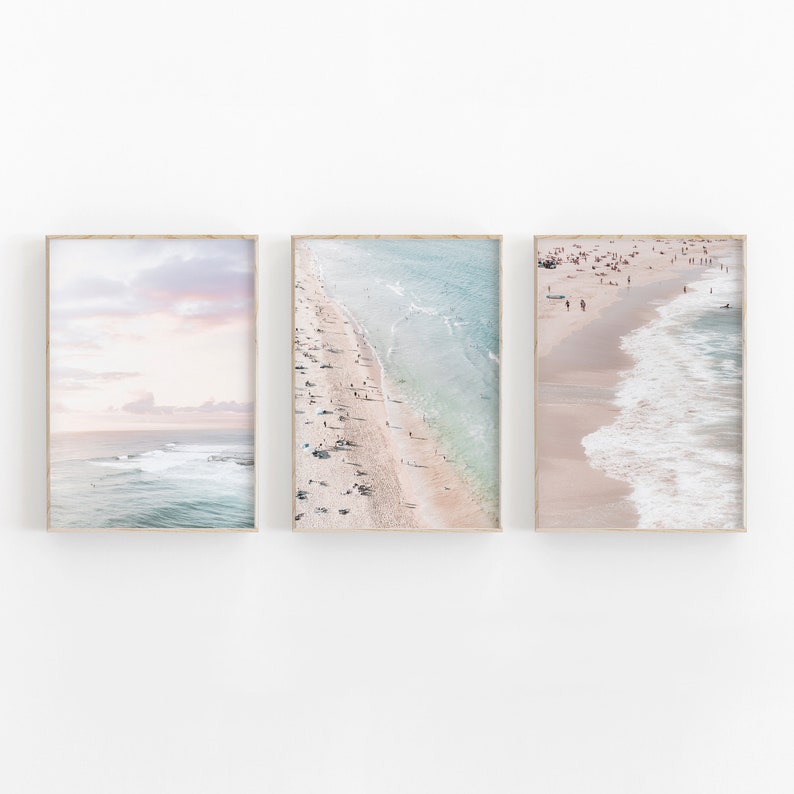 Beach Print Set of 3 Pastel Color Prints Coastal Printable | Etsy