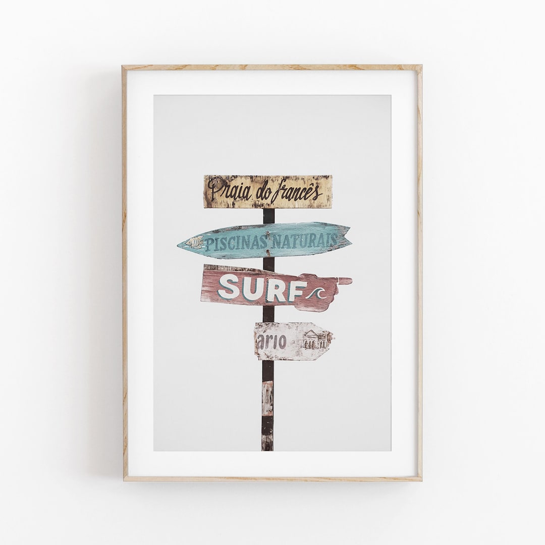 Surf Beach Sign Print, Travel Wall Art, PRINTABLE Art, Photography ...