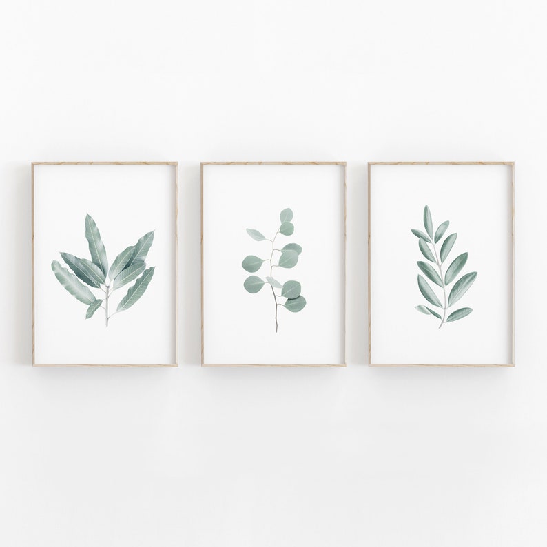 Botanical Print Set of 3 Greenery Print Printable Art - Etsy