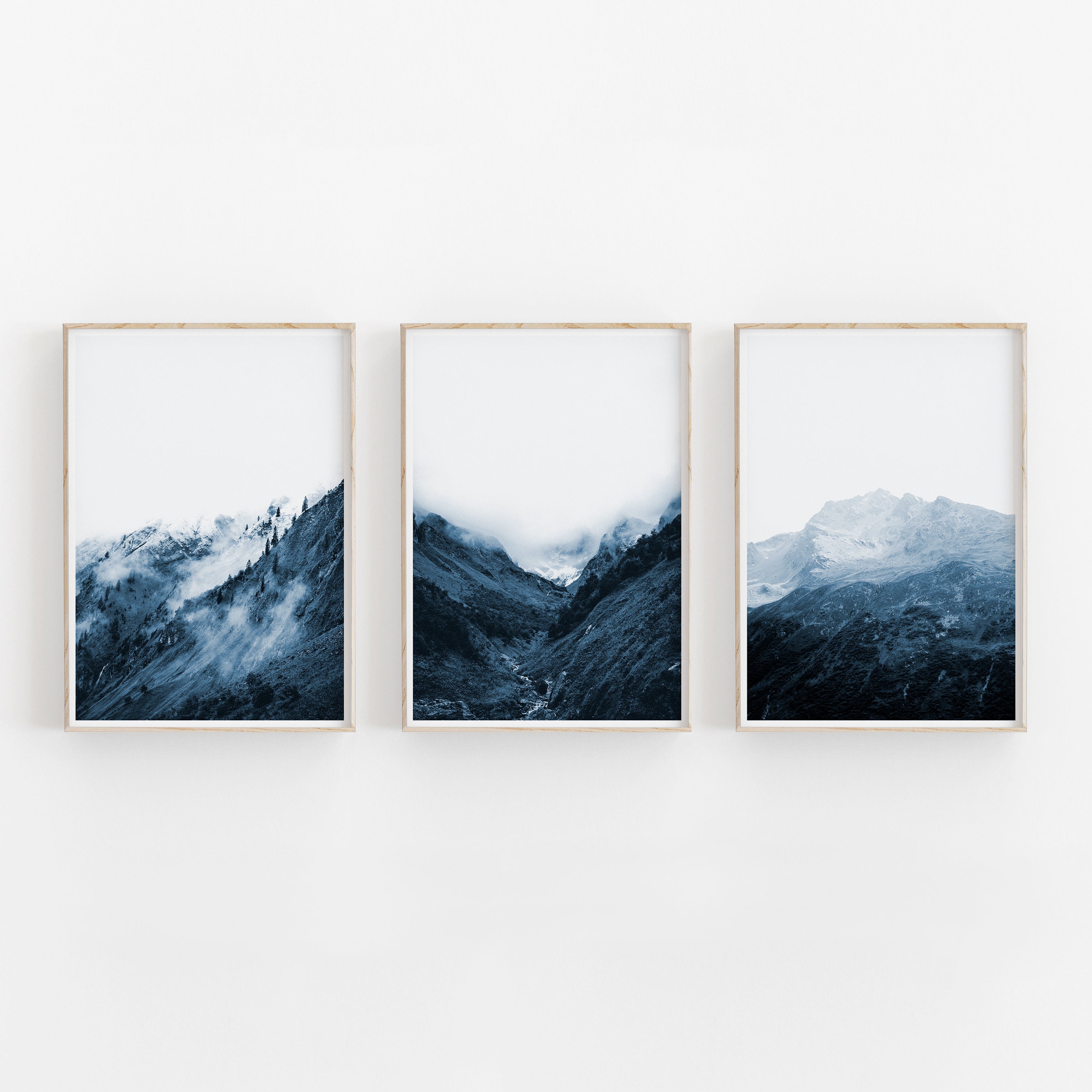 Indigo Mountain Print Set of 3 Nature Print Printable Art - Etsy Canada