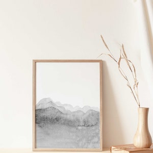 Grey Painting, Abstract Watercolor Print, Printable Art, INSTANT ...