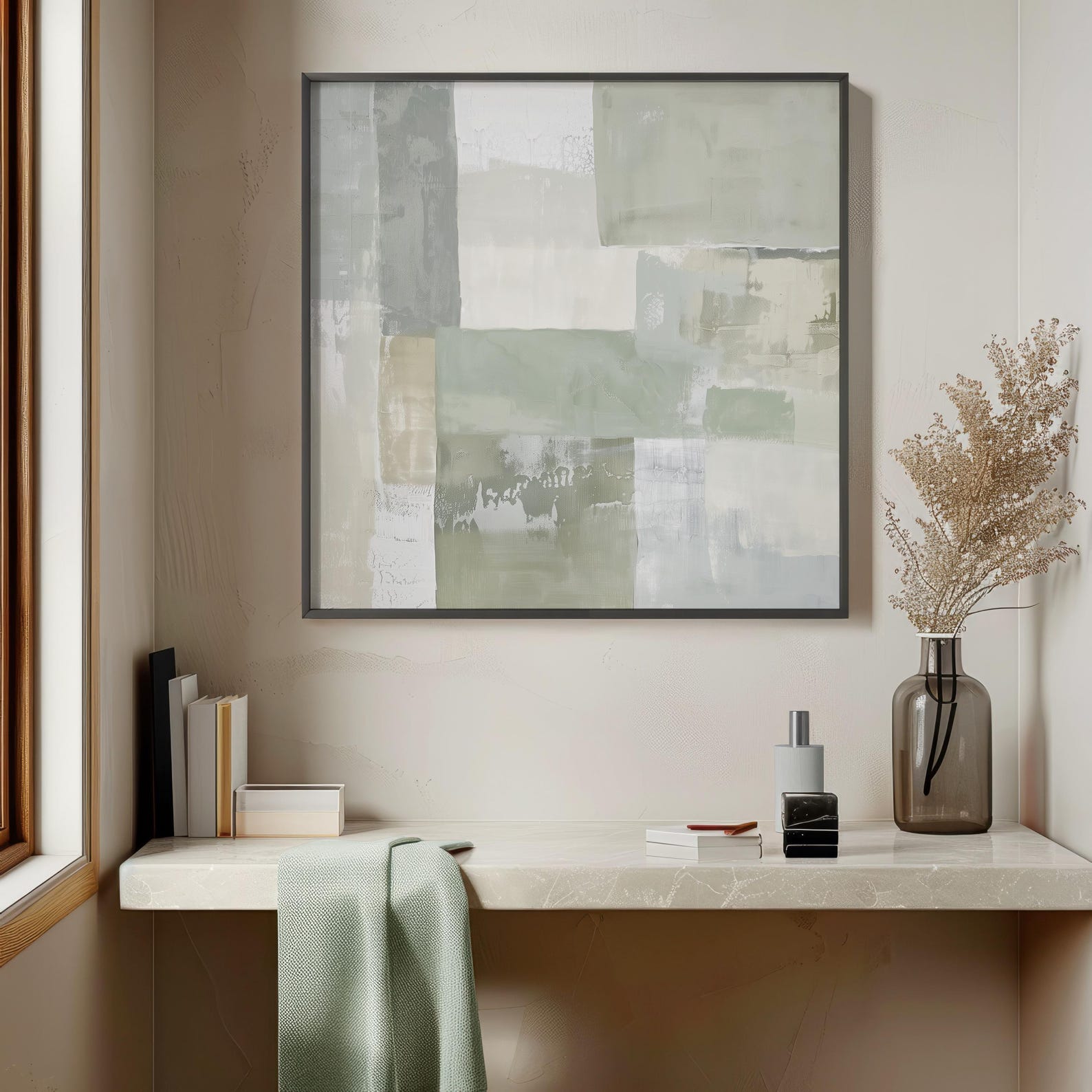 Neutral Sage Green Abstract Art Print | Acrylic Painting | Modern ...