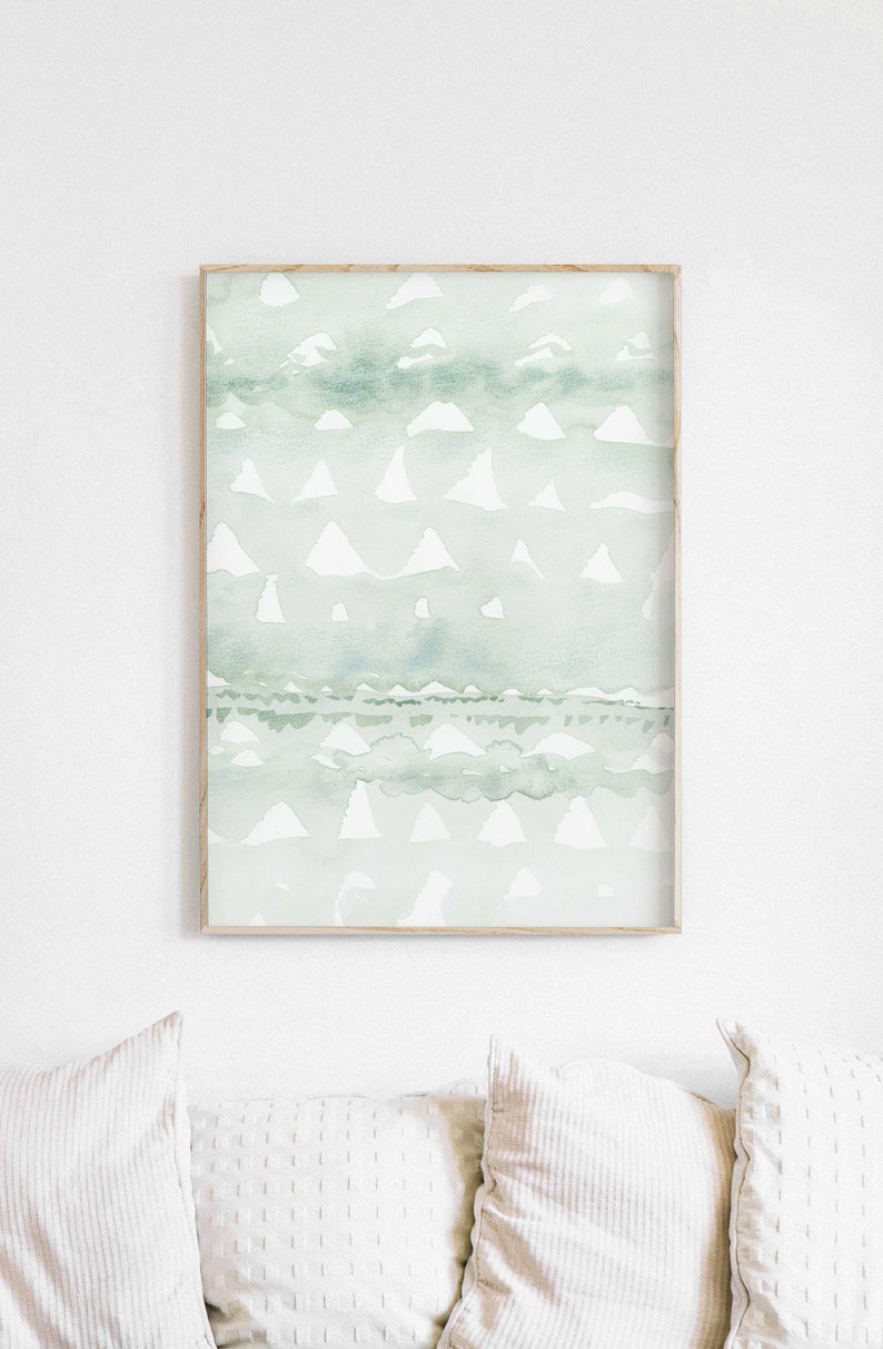 Light Green Painting Set of 2 Abstract Watercolor Print - Etsy