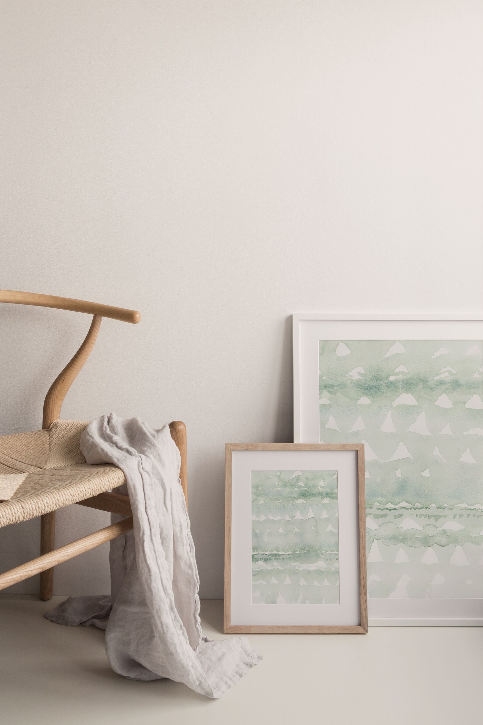 Light Green Painting Set of 2 Abstract Watercolor Print - Etsy