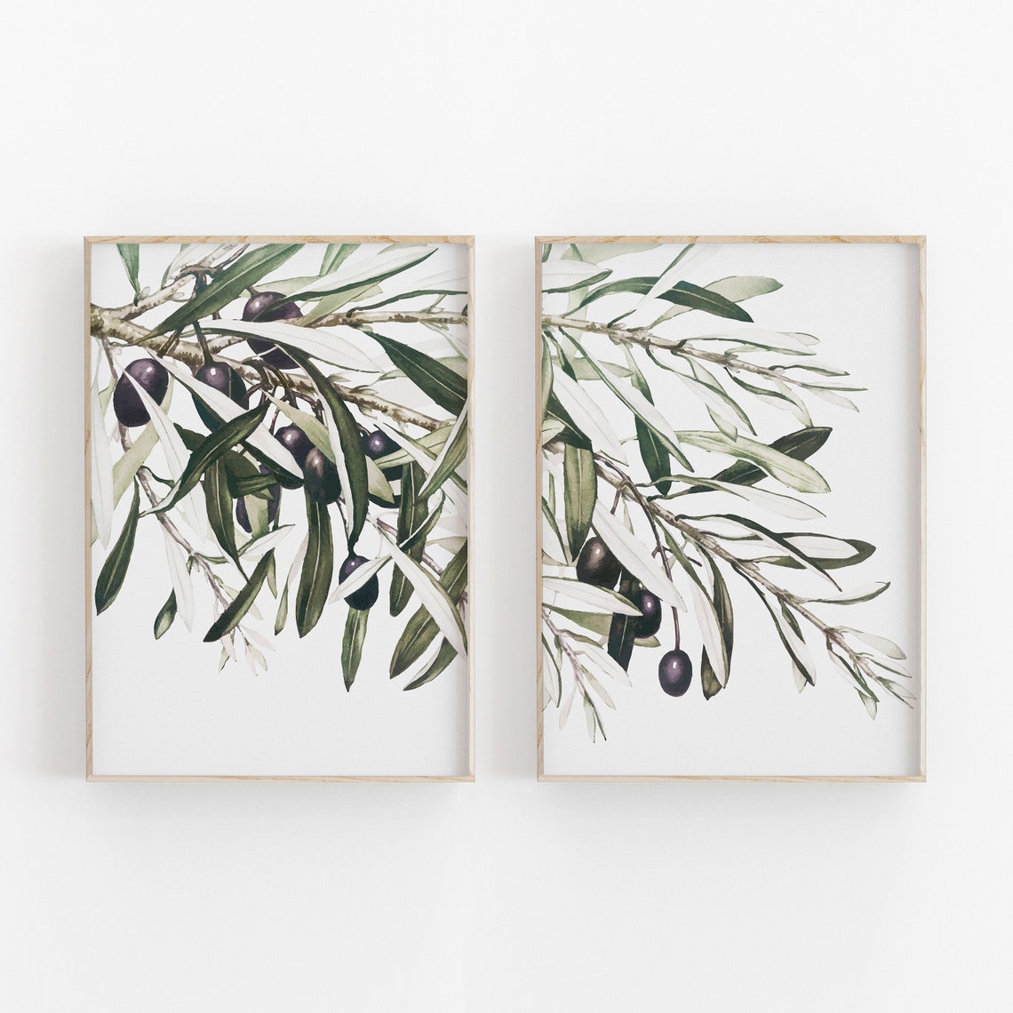 Botanical Print Set of 2, Olive Branch Wall Art, PRINTABLE Art ...