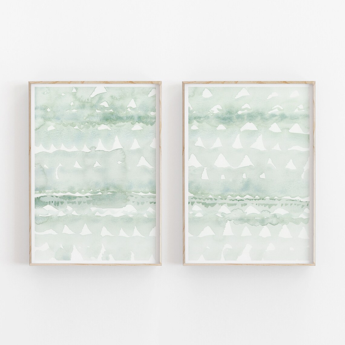 Light Green Painting Set of 2 Abstract Watercolor Print - Etsy