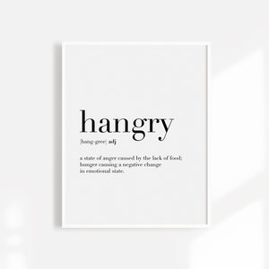 Hangry Definition Quote Printable, Typography Art, INSTANT DOWNLOAD ...