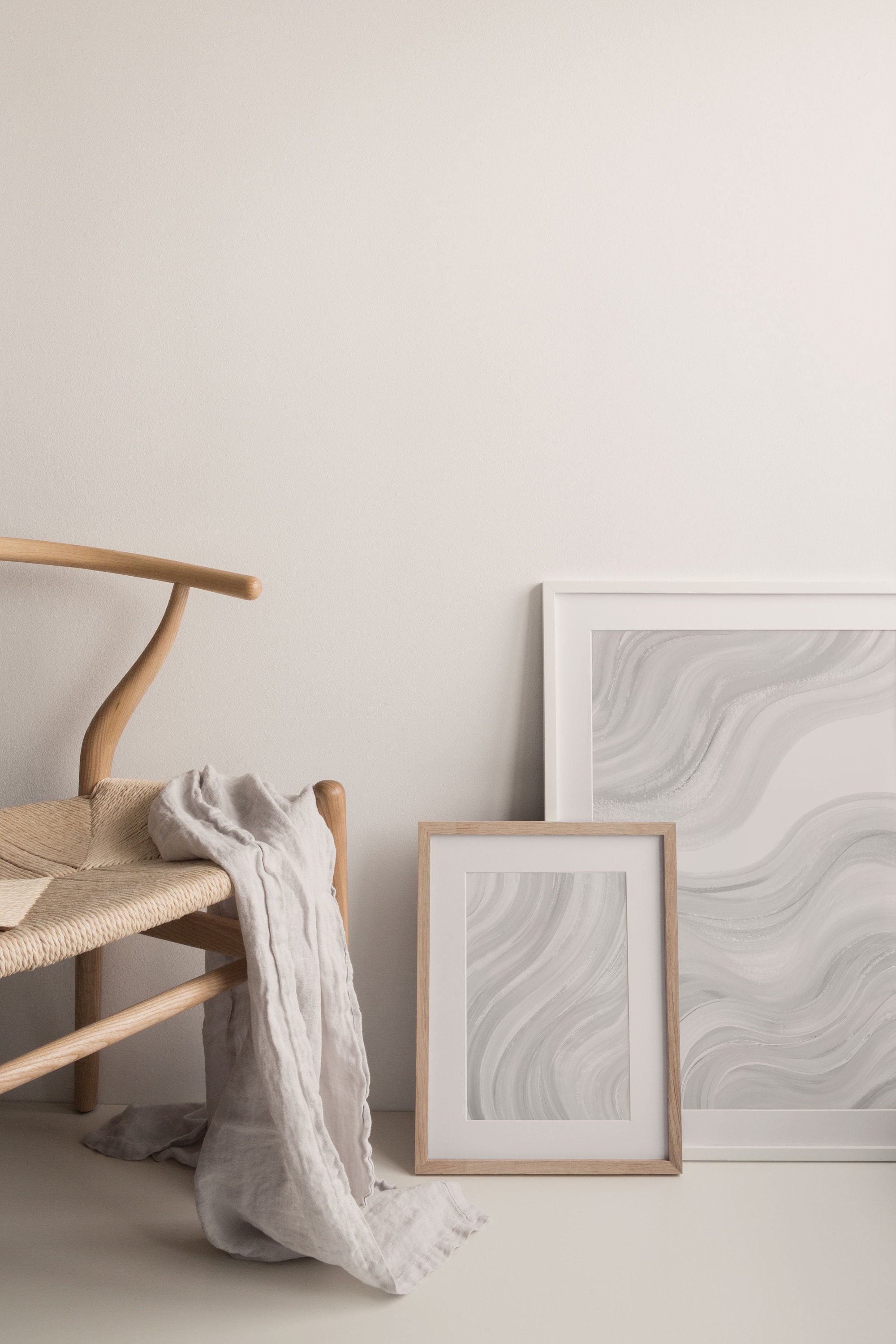 Light Grey Painting Set of 2 Abstract Watercolor Print - Etsy