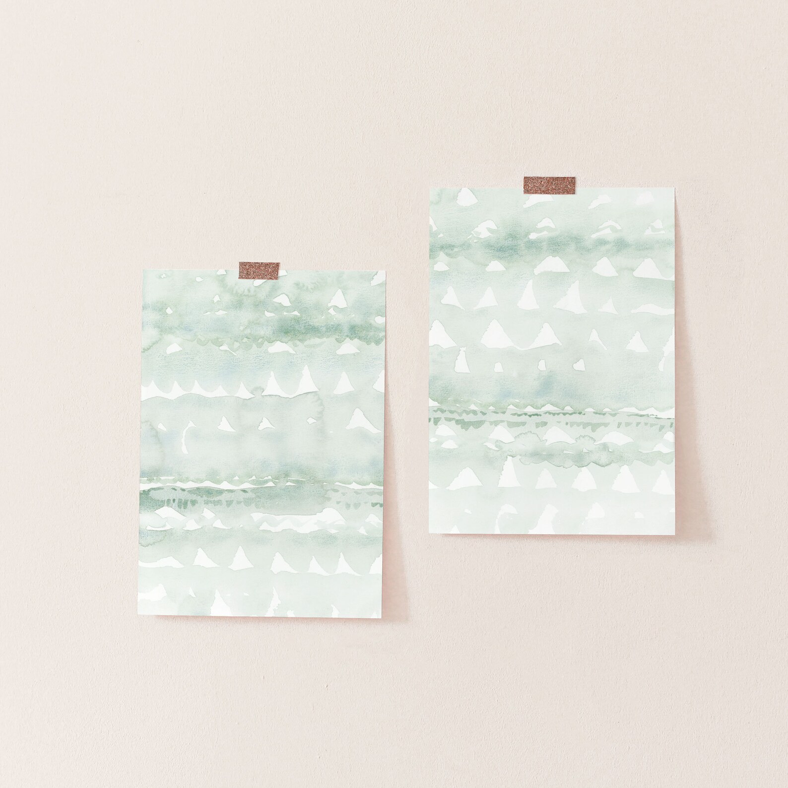Light Green Painting Set of 2 Abstract Watercolor Print - Etsy