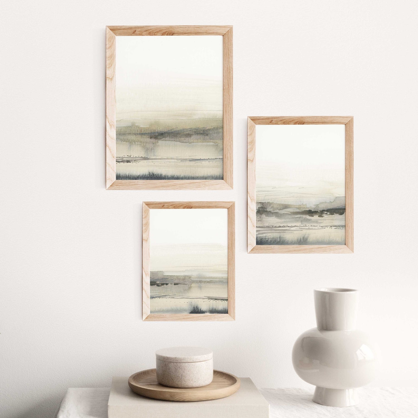 Beige Print Set of 3 Watercolor Print Printable Art INSTANT - Etsy