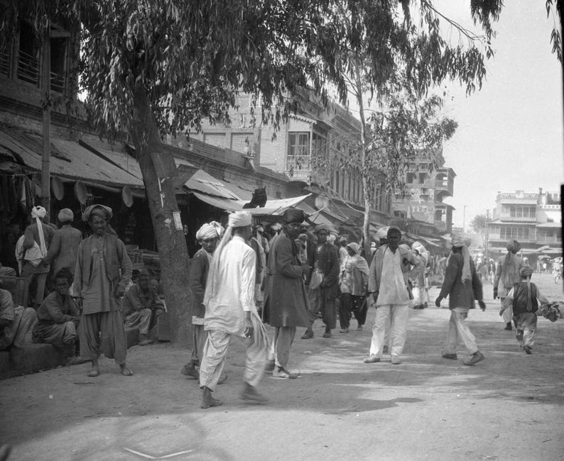 Street Scene in Rawalpindi, Punjab by J. Dearden Holmes, 1920s Antique ...