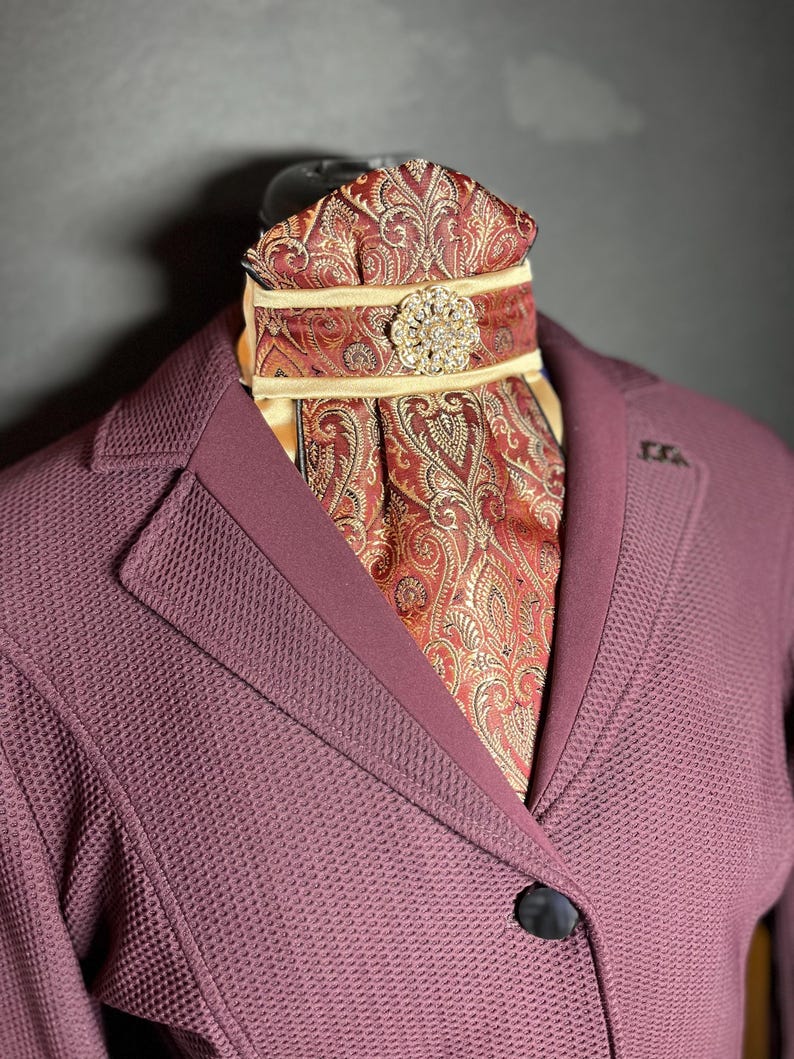 Dressage Stock Tie Euro Style 2 - Bordeaux Gold - Etsy