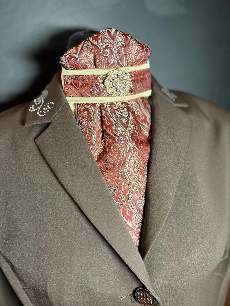 Dressage Stock Tie Euro Style 2 - Bordeaux Gold - Etsy