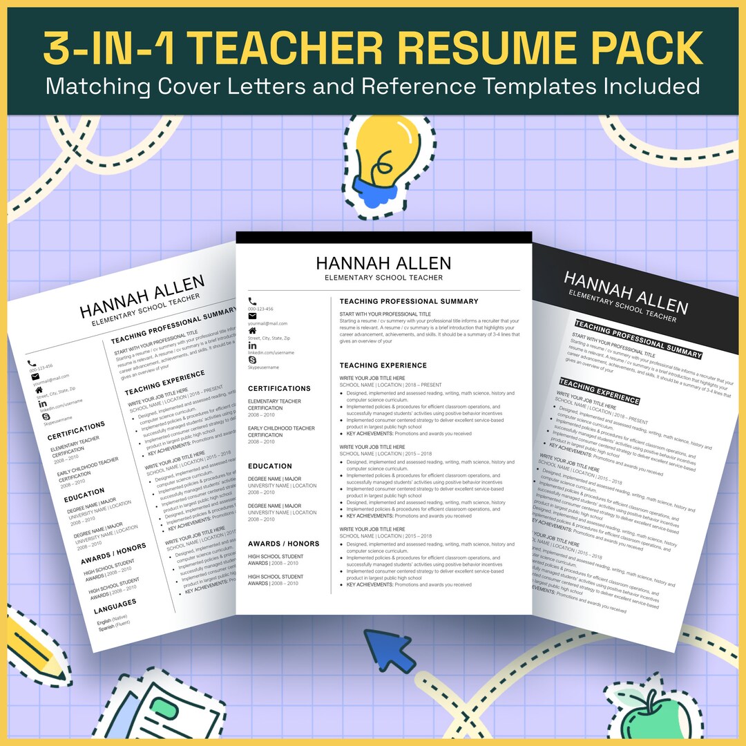 Teacher Resume Templates, Educator Resume and Cover Letter Template ...