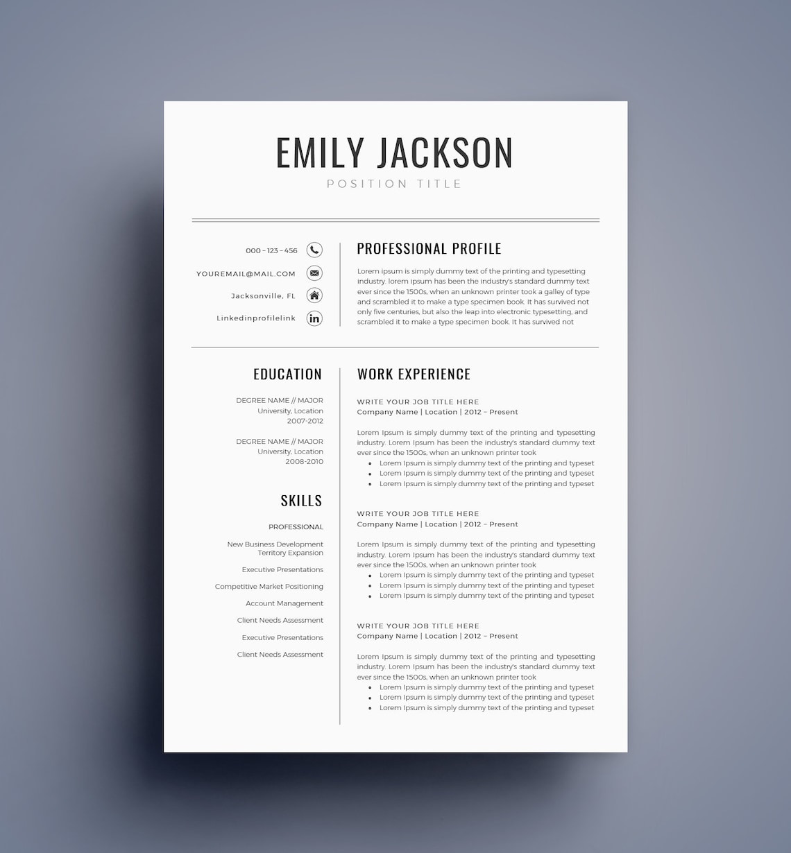 Resume Template / CV Template for MS Word BEST Selling Resume Templates ...