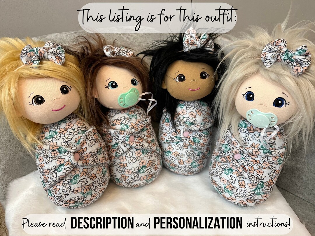 Swaddle Baby Doll "flowers & Butterflies" Print Minky Handmade Waldorf ...