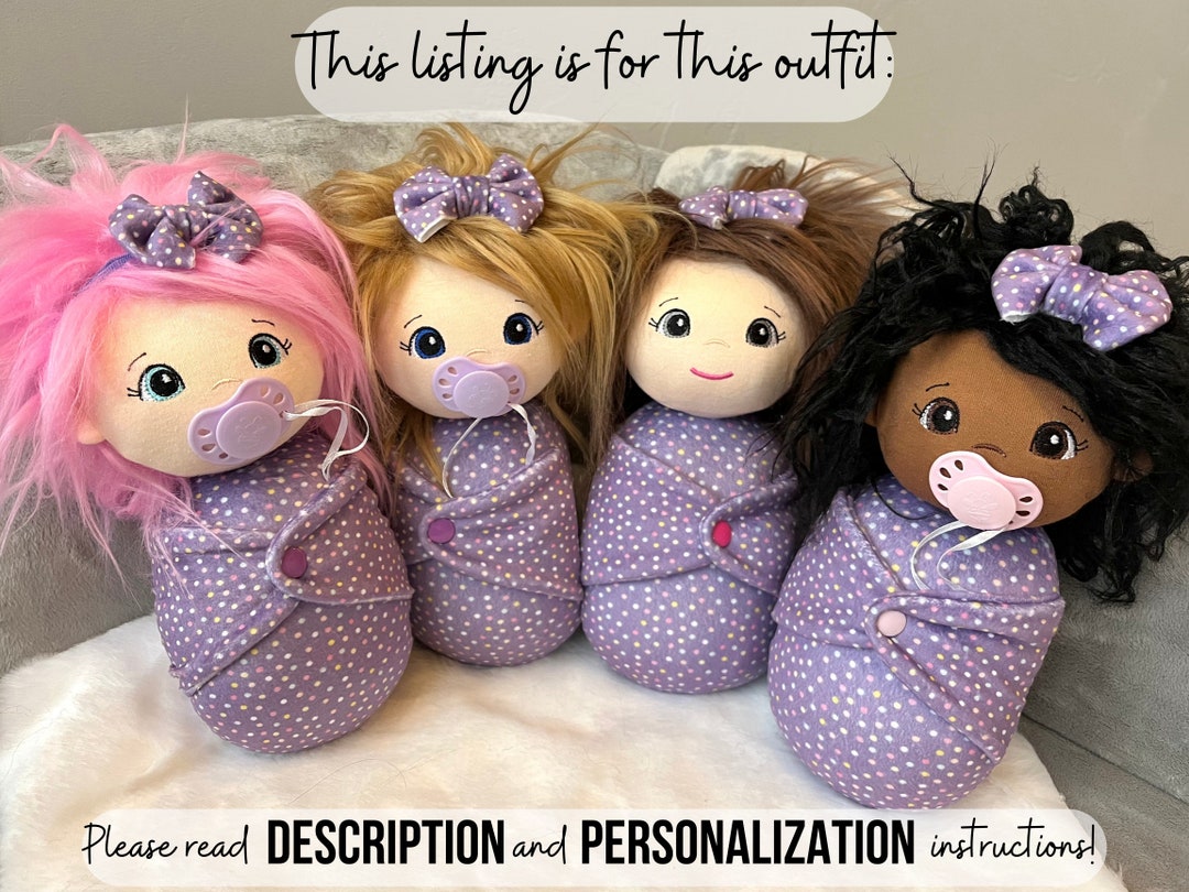 Swaddle Baby Doll “POLKA DOT” Print Minky Handmade Waldorf Inspired ...